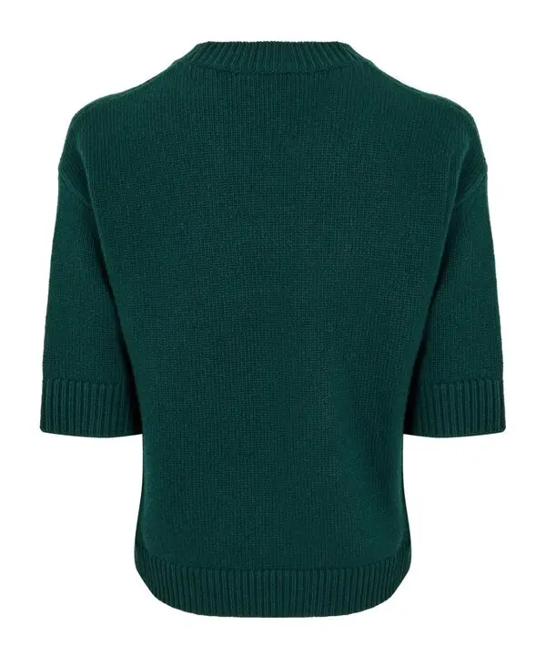 Gucci Cropped Short Sleeve Knit Top With Yellow Logo