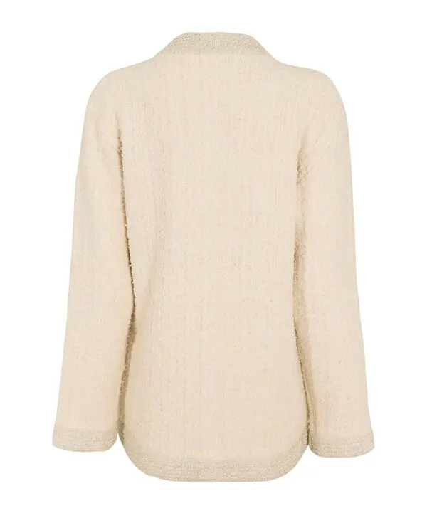 Gucci Cream Textured Tweed Stand-collar Jacket
