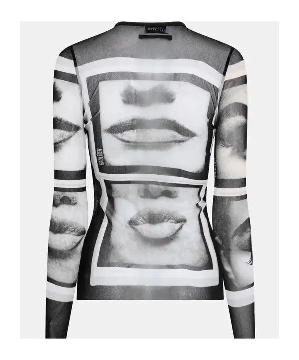 JEAN PAUL GAULTIER Printed Mesh Long Sleeve Top