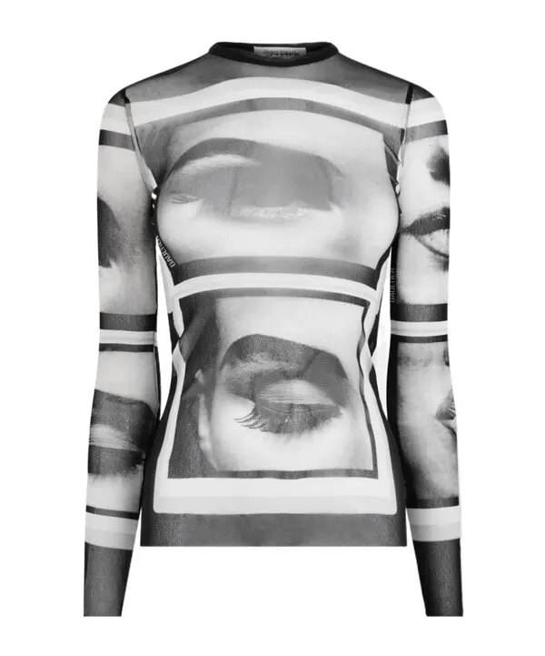 JEAN PAUL GAULTIER Printed Mesh Long Sleeve Top - No