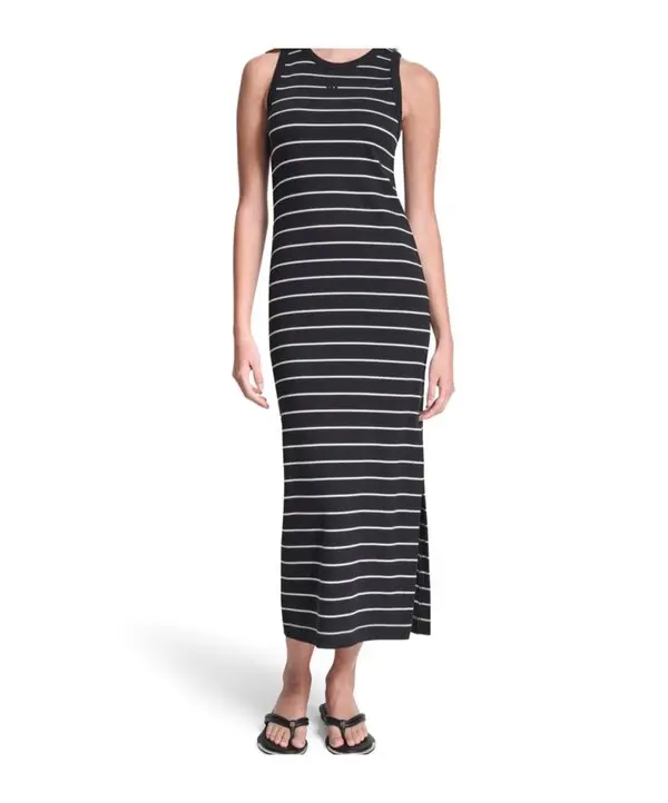 Dkny Striped Ribbed Halter Maxi Dress