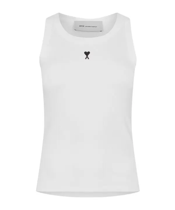 AMI Paris Logo Crew Neck Vest - White
