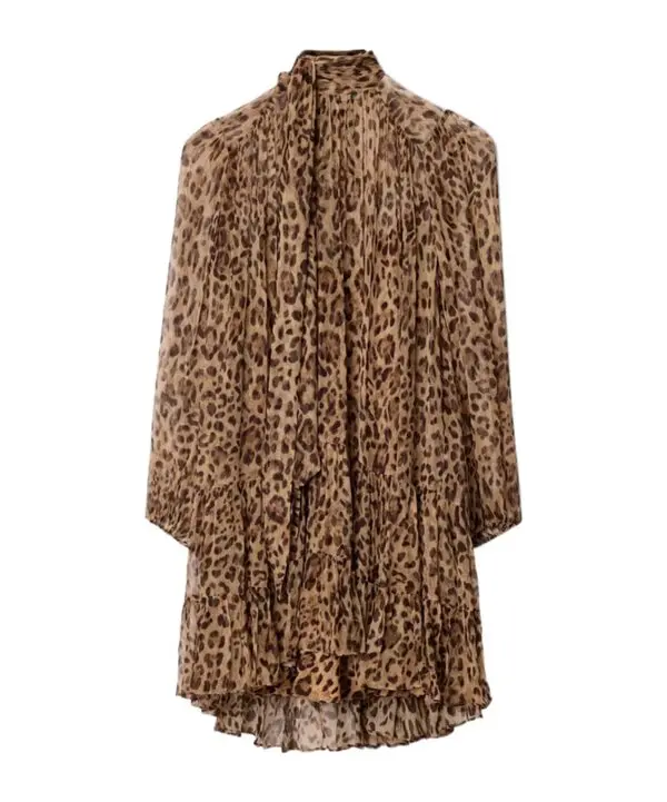 Rixo Anaya Mini Dress With High Neck And Long Sleeves