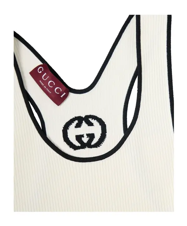 Gucci Logo Embroidered Racerback Midi Dress