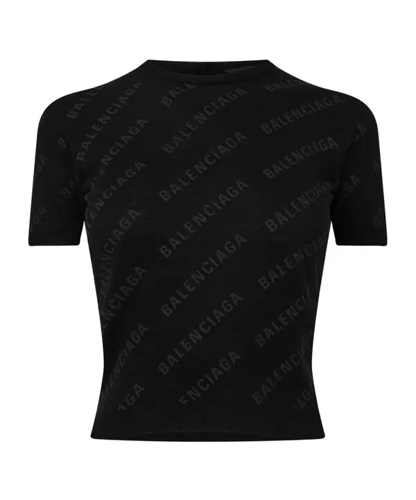 Balenciaga All-over Logo Knit Top