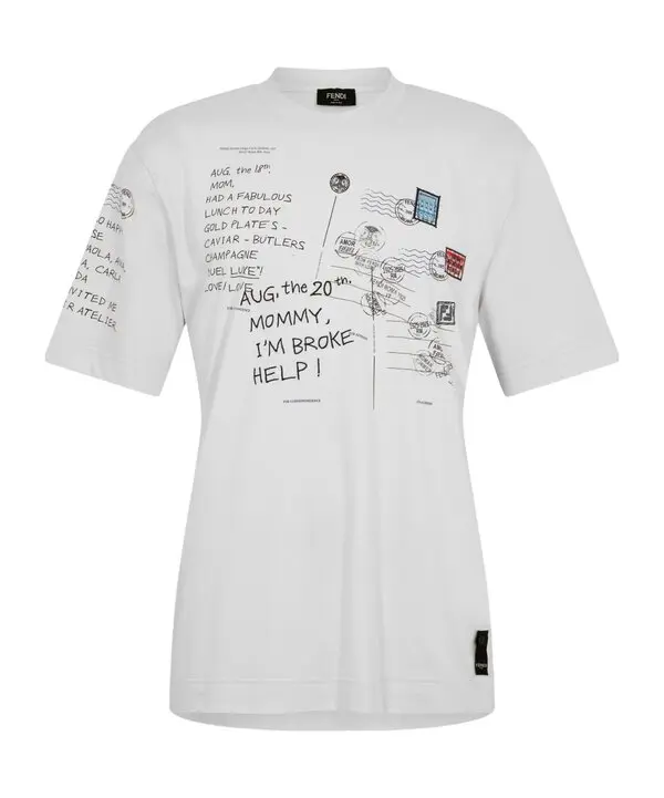 Fendi Postcard Regular Fit T-shirt - White