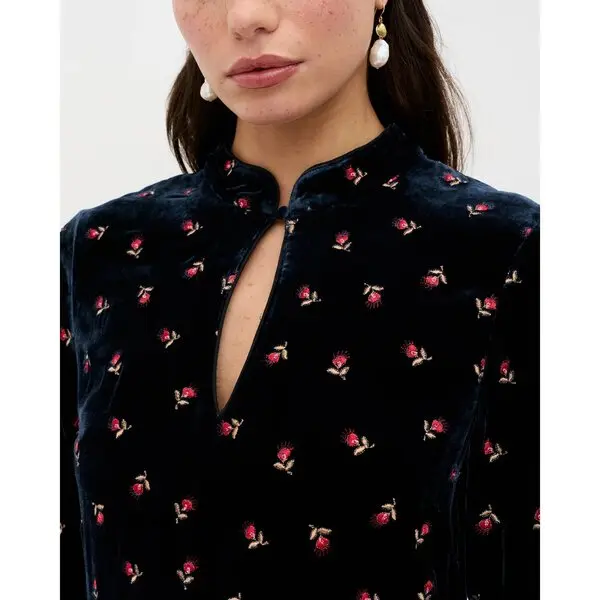 Rixo Calla Mini Dress With High Neck And Long Sleeves