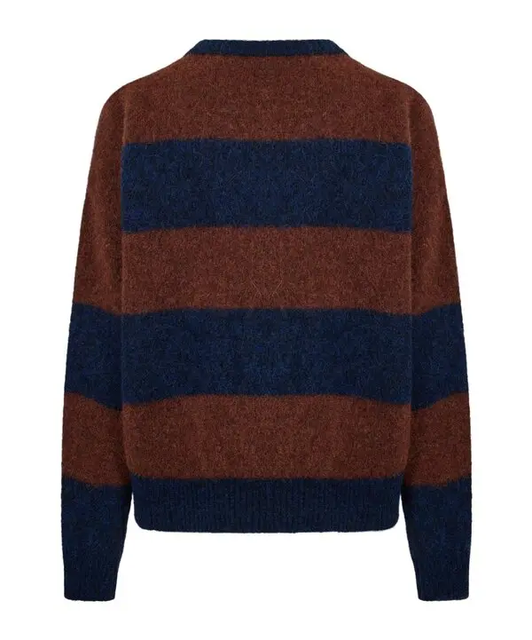 Max Mara Crew-neck Striped Knit Sweater - Black