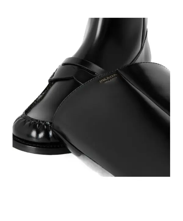 Prada Leather Knee-high Loafer Boots