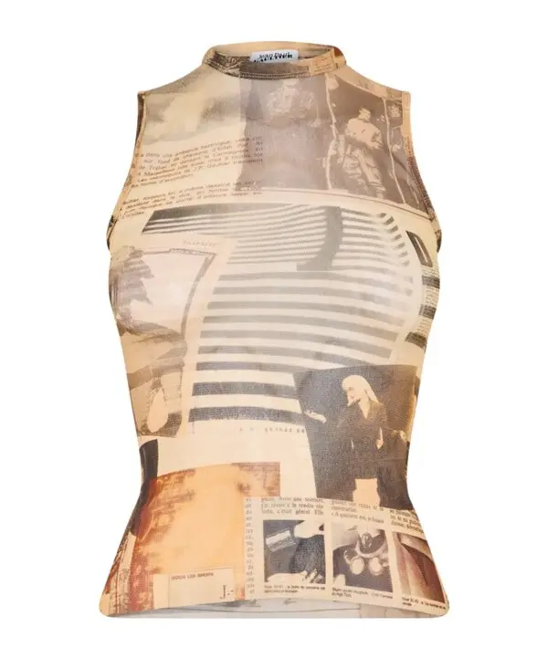 JEAN PAUL GAULTIER Sleeveless Printed High Neck Top - No