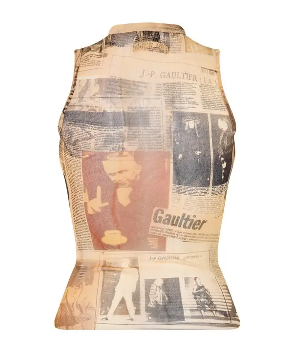 JEAN PAUL GAULTIER Sleeveless Printed High Neck Top - No