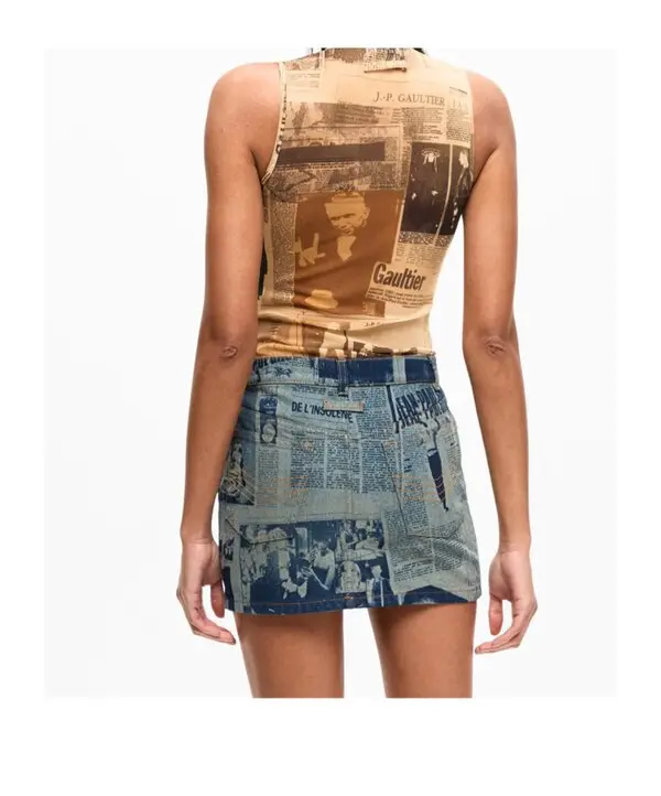 JEAN PAUL GAULTIER Sleeveless Printed High Neck Top - No