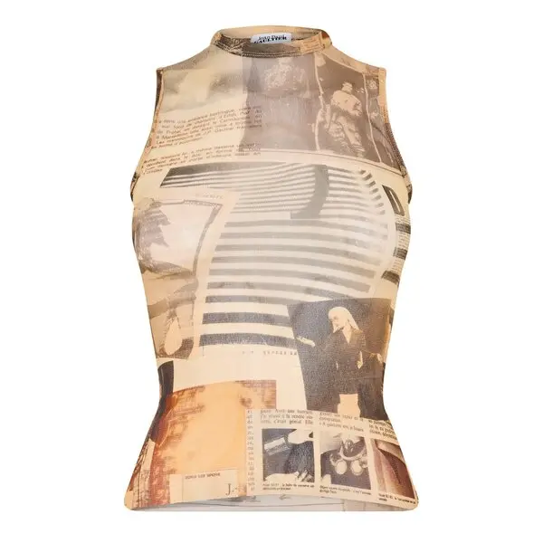 JEAN PAUL GAULTIER Sleeveless Printed High Neck Top