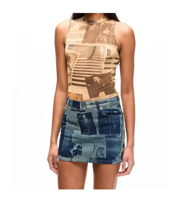 JEAN PAUL GAULTIER Sleeveless Printed High Neck Top
