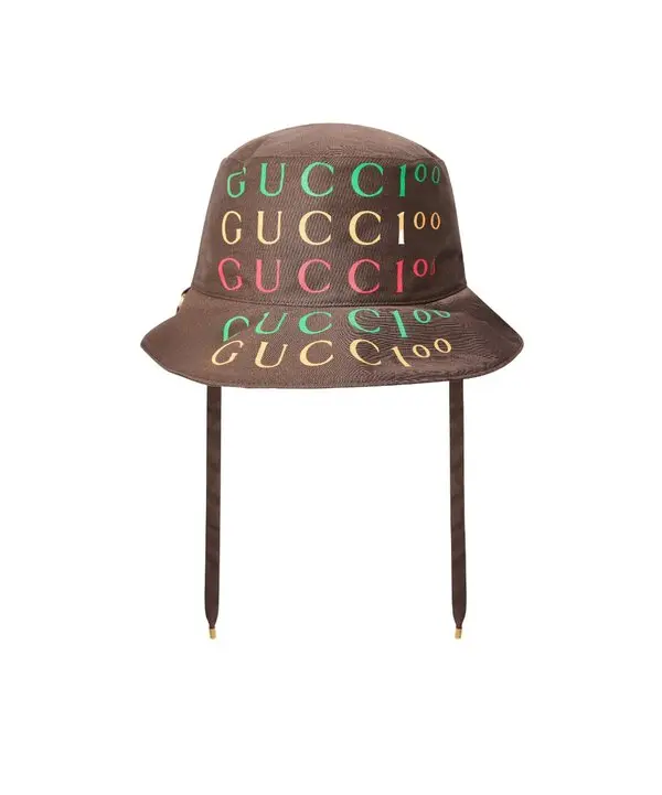 Gucci Multicolor Logo Canvas Bucket Hat