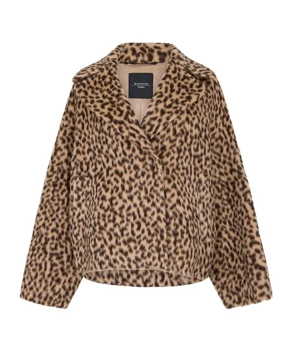Max Mara Leopard Print Faux Fur Coat