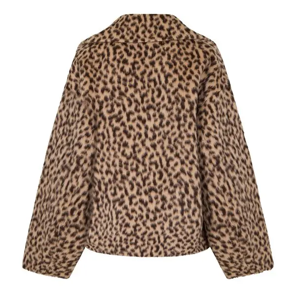 Max Mara Leopard Print Faux Fur Coat