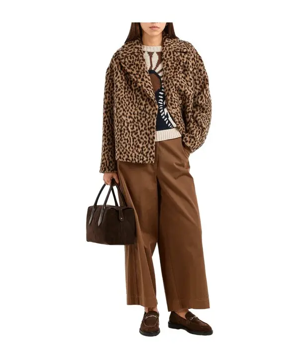 Max Mara Leopard Print Faux Fur Coat