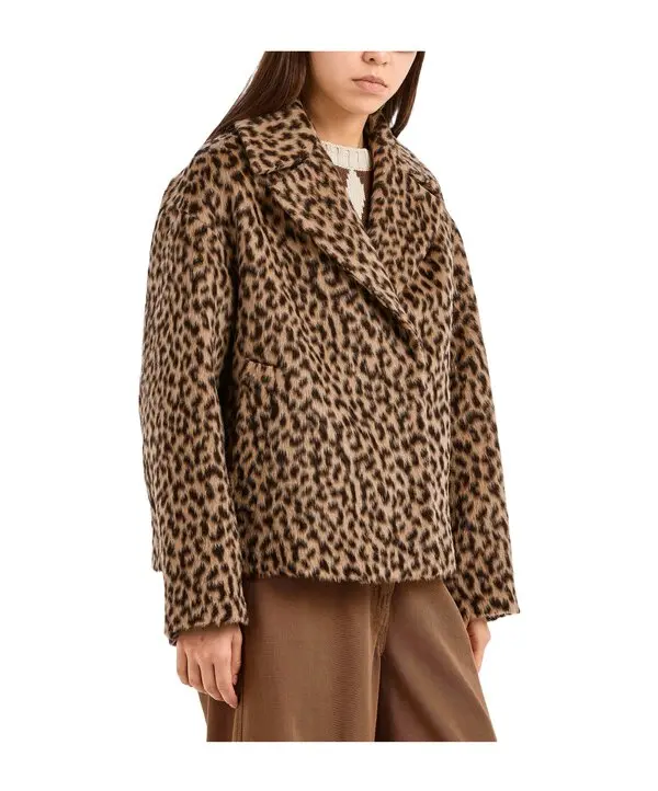 Max Mara Leopard Print Faux Fur Coat