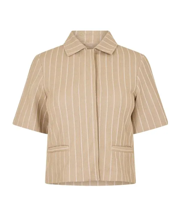 Max Mara Striped Short Sleeve Jacket - Nude