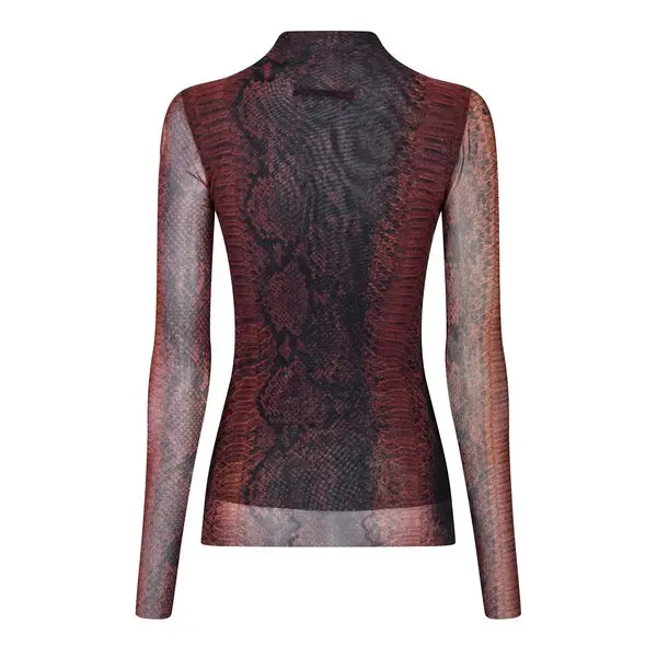 JEAN PAUL GAULTIER Printed High Neck Long Sleeve Top - Black