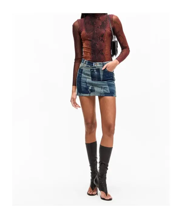 JEAN PAUL GAULTIER Printed High Neck Long Sleeve Top - Black
