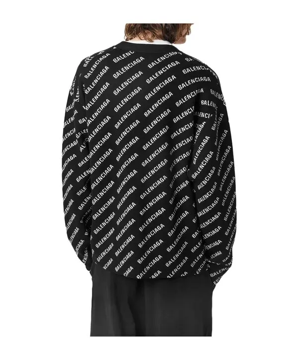 Balenciaga All-over Logo V-neck Cardigan