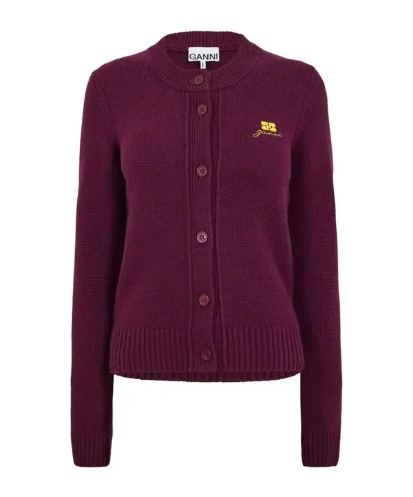 GANNI Button-front Fine Knit Cardigan - Red