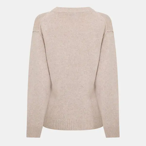 GANNI V-neck Knit Sweater With Embroidered Logo
