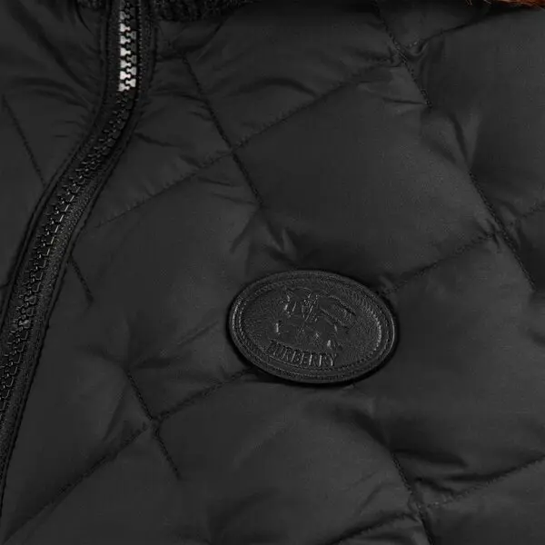 Burberry Quilted Bomber Jacket With Knit Sleeves