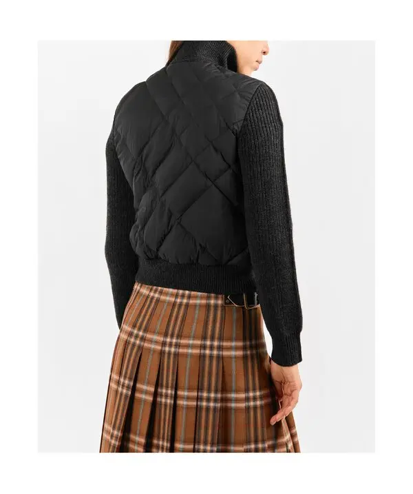 Burberry Quilted Bomber Jacket With Knit Sleeves