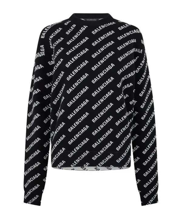 Balenciaga All-logo Crew Neck Sweater
