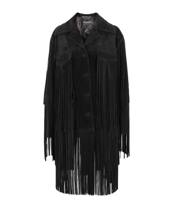 Dolce & Gabbana Suede Structured Leather Jacket - Black