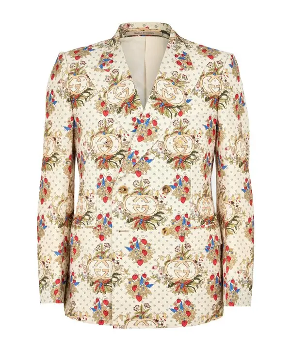 Gucci Double Breasted Printed Blazer