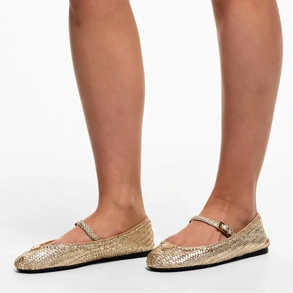 Prada Braided Ballet Flats - Nude