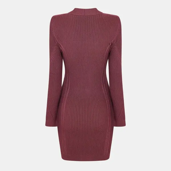 Balmain V-neck Knitted Mini Dress With Button Detail