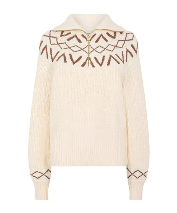 Varley Sigrid Ribbed-knit Half-zip Sweater - Whitecap Grey