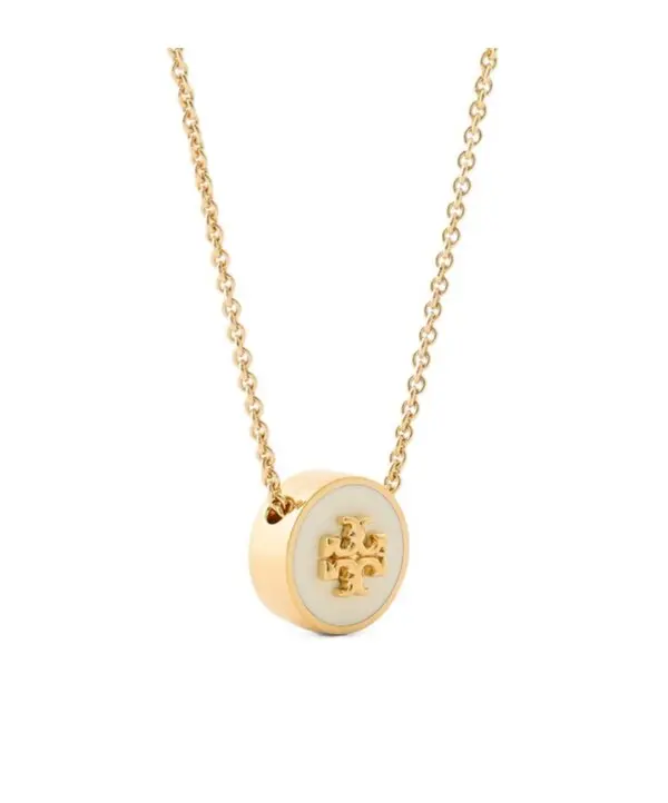 Tory Burch Pendant Necklace With Logo Motif - Yellow