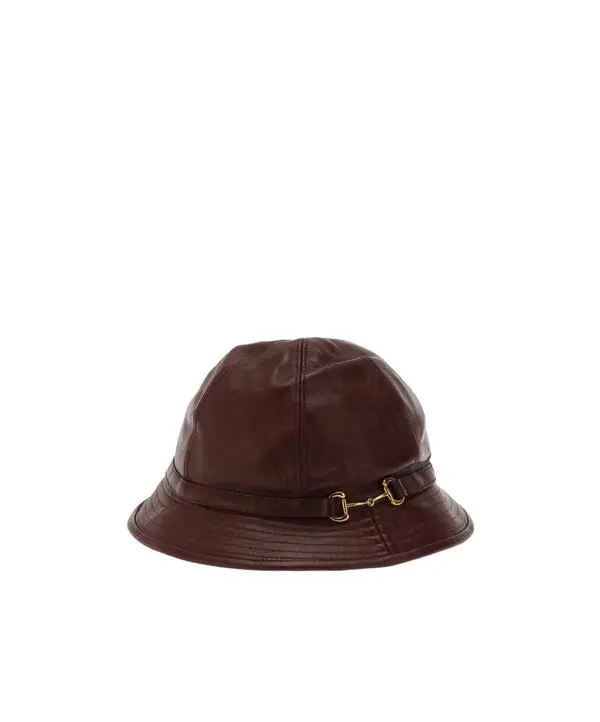 Gucci Smooth Leather Bucket Hat With Horsebit Hardware - Red