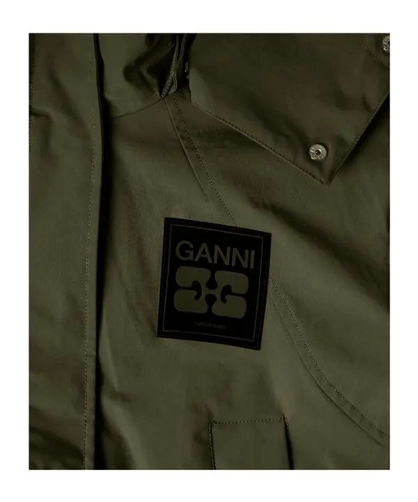 GANNI Long Parka Coat With Detachable Hood