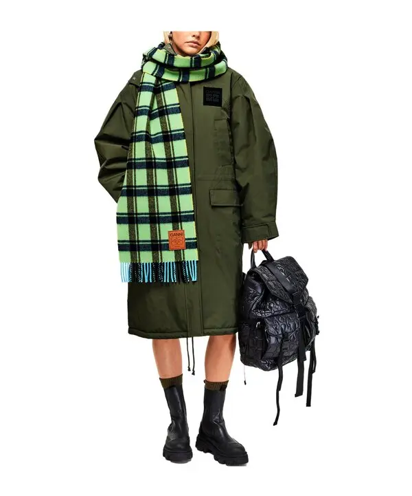 GANNI Long Parka Coat With Detachable Hood