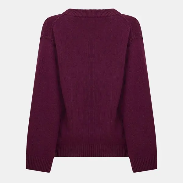 GANNI V-neck Knit Sweater With Embroidered Logo