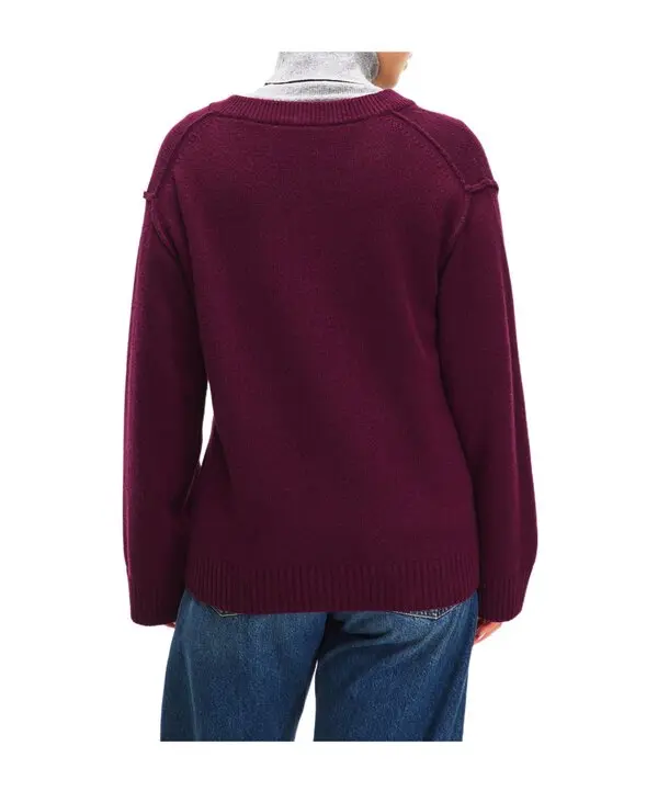 GANNI V-neck Knit Sweater With Embroidered Logo