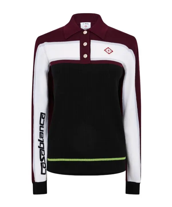 Casablanca Color-blocked Long Sleeve Polo Shirt