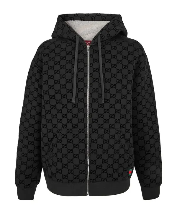 Gucci Full-zip Hooded Jacket With All-over Gg Monogram