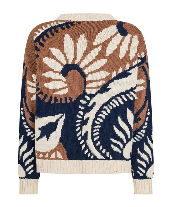 Max Mara Floral Pattern Knit Sweater - White