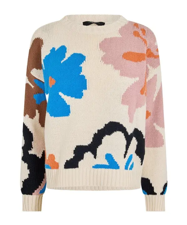 Max Mara Floral Print Knit Sweater - Nude