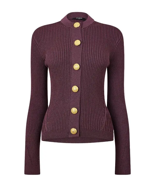Balmain Round Neck Knitted Cardigan With Button Closure