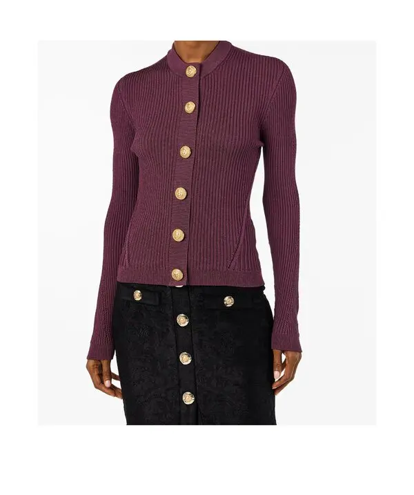 Balmain Round Neck Knitted Cardigan With Button Closure