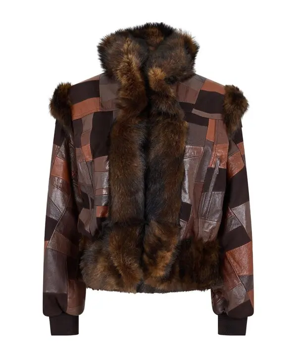 Chloé Color Blocked Jacket With Fur Accents